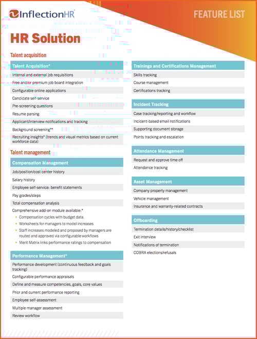 Cloud HR Features List | Inflection HR