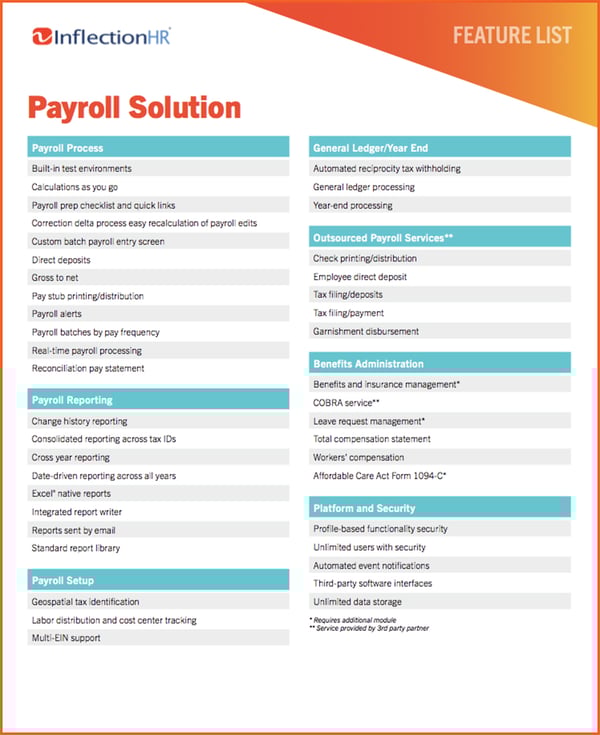 Payroll Solution Features List | Inflection HR